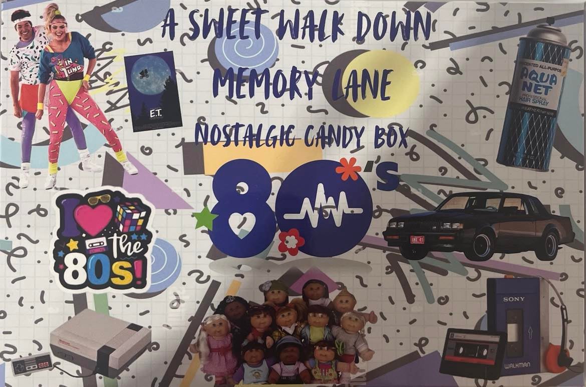 1980's A Sweet Walk Down Memory Lane Nostalgic Candy Box | Gone Glacier
