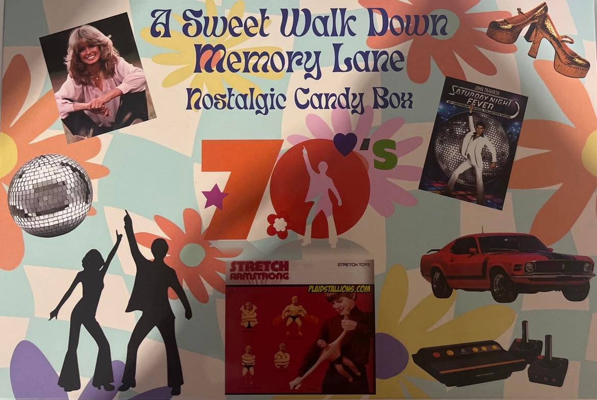 1970's Sweet Walk Down Memory Lane Nostalgic Candy Box | Gone Glacier